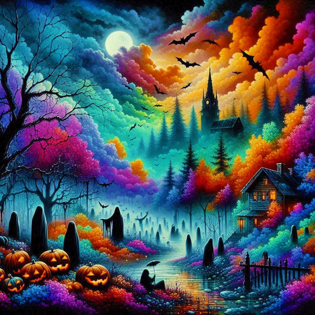 Solve Halloween night jigsaw puzzle online with 64 pieces