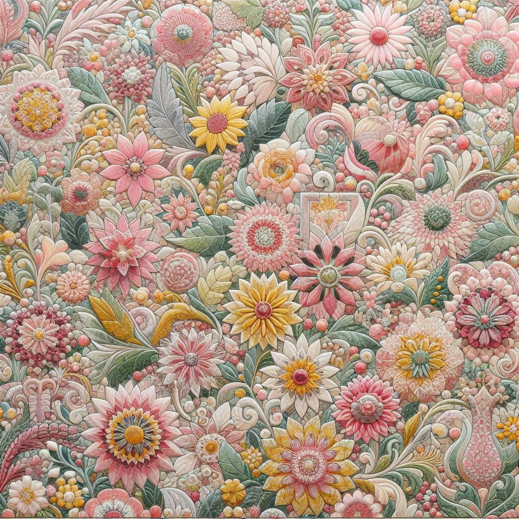 Solve Floral Embroidery jigsaw puzzle online with 256 pieces