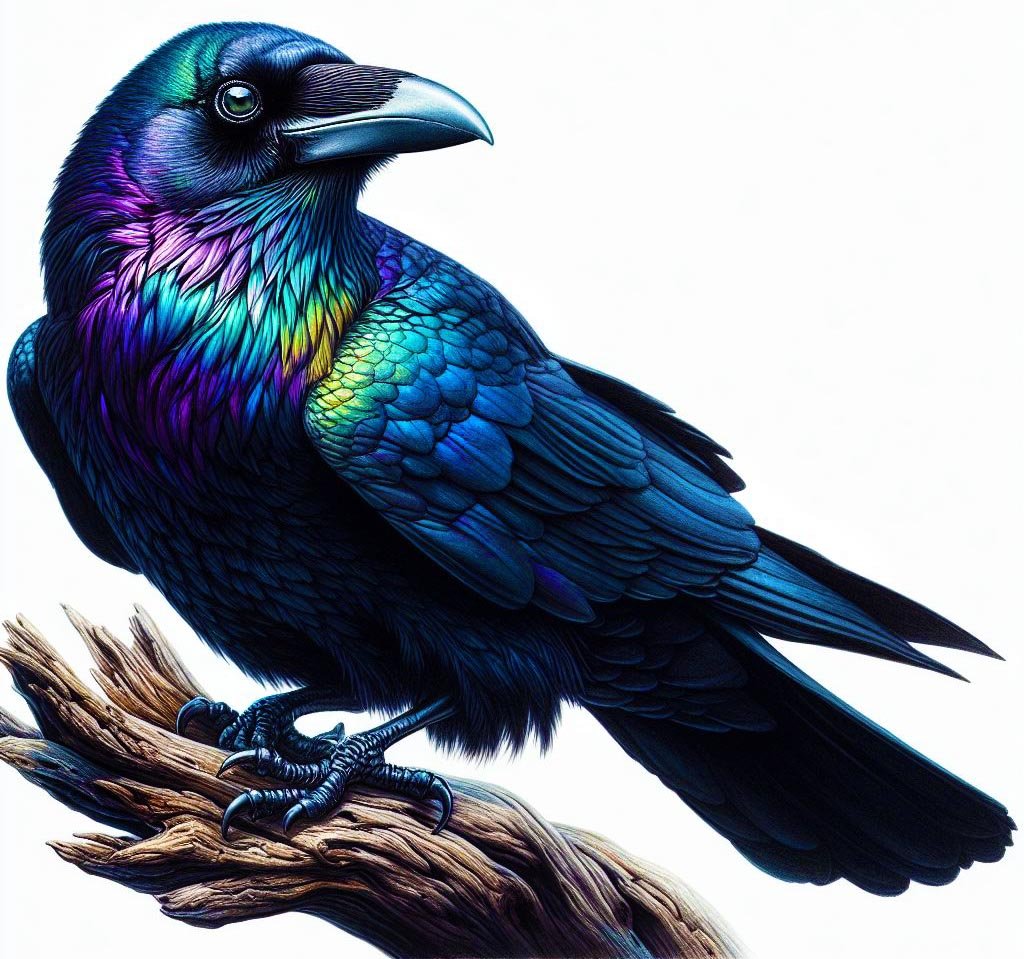 Solve Maurice the iridescent Raven jigsaw puzzle online with 72 pieces