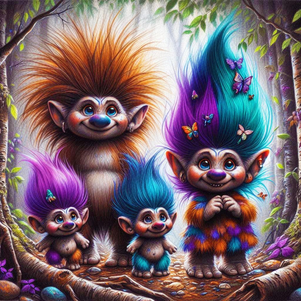 Solve a troll family in the forest (medium-graphite, style-hyperrealism ...