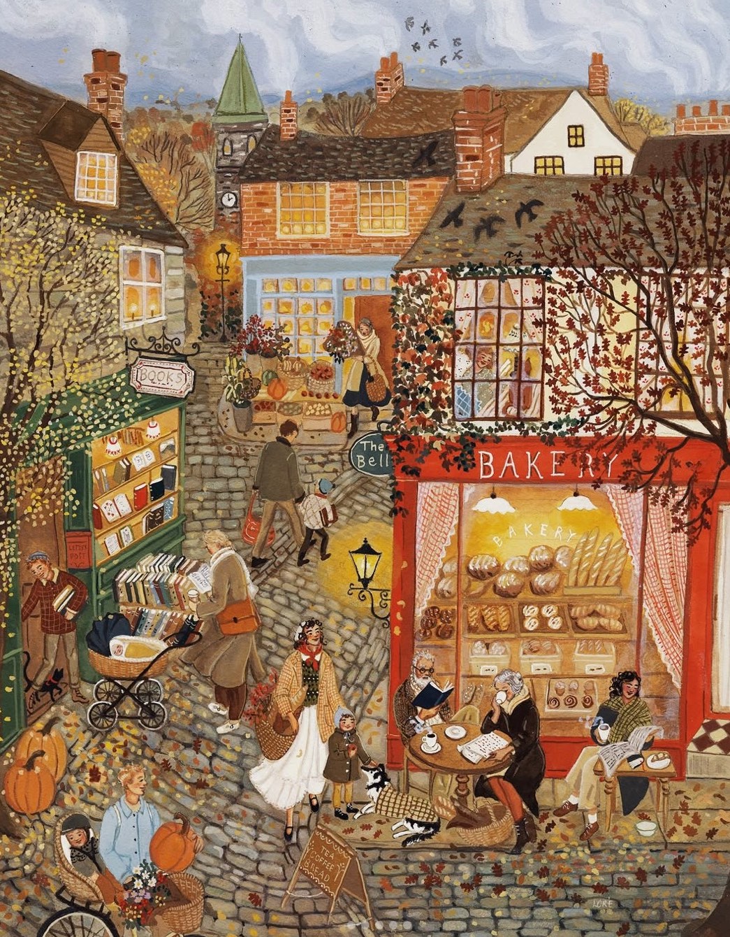 Solve Characterful, busy, village scene by Lore Pemberton jigsaw puzzle ...