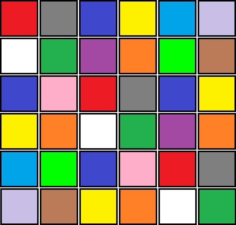 Solve Wobblybear Creations 255b - Six by six squares of colour (pattern ...