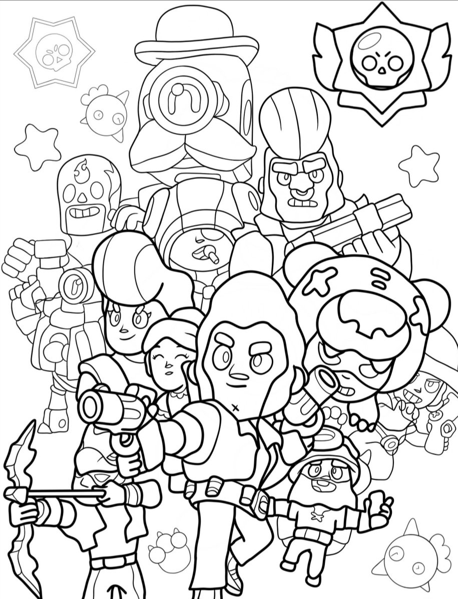 Solve Brawl Stars Coloring pages jigsaw puzzle online with 30 pieces