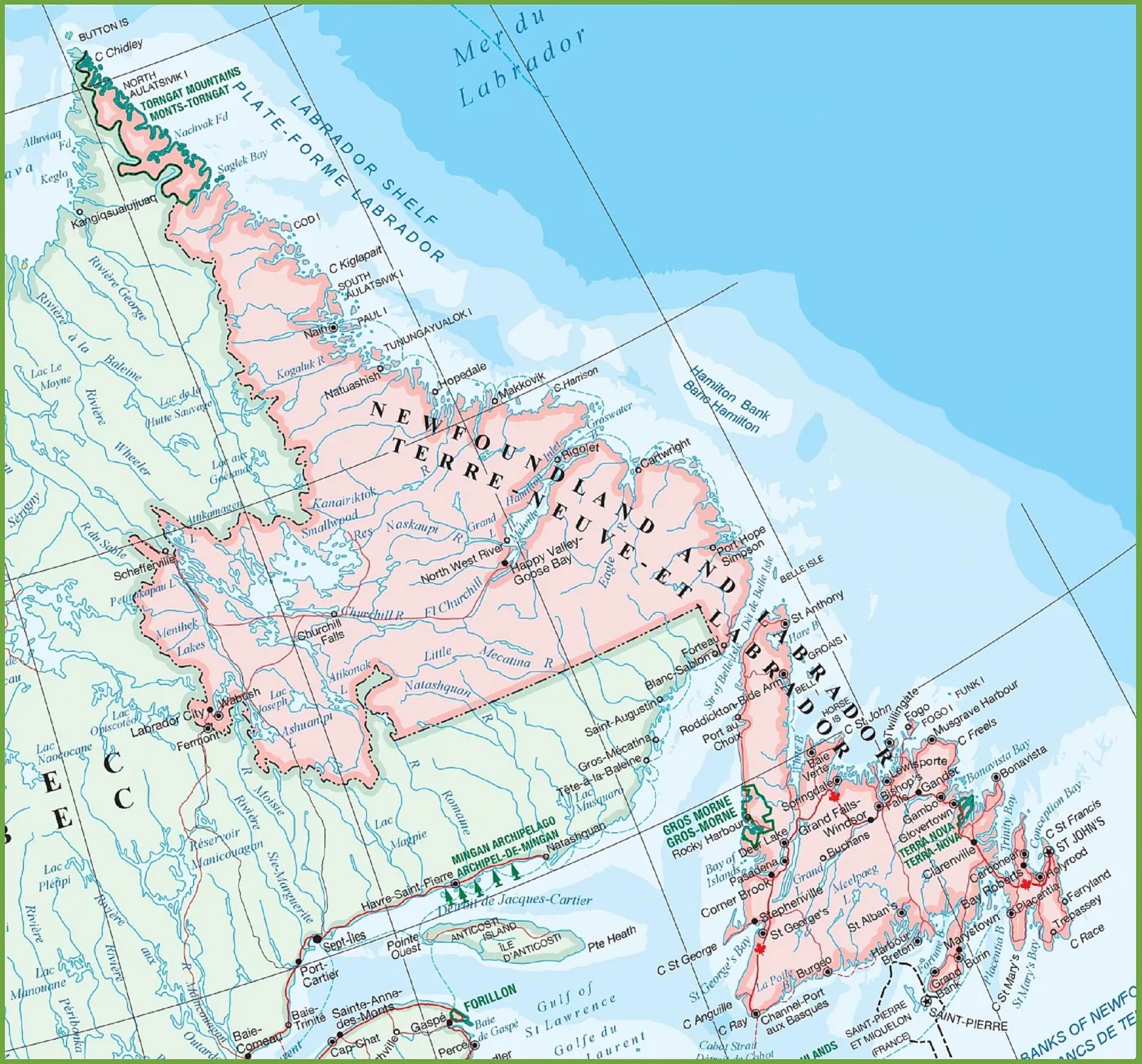Solve Map of Newfoundland Labrador jigsaw puzzle online with 600 pieces