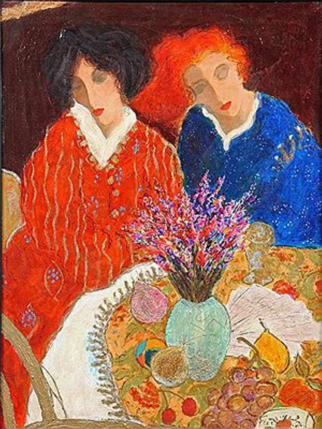 Solve Ladies Sitting at Table with a Vase of Flora (1992) ~Roy ...