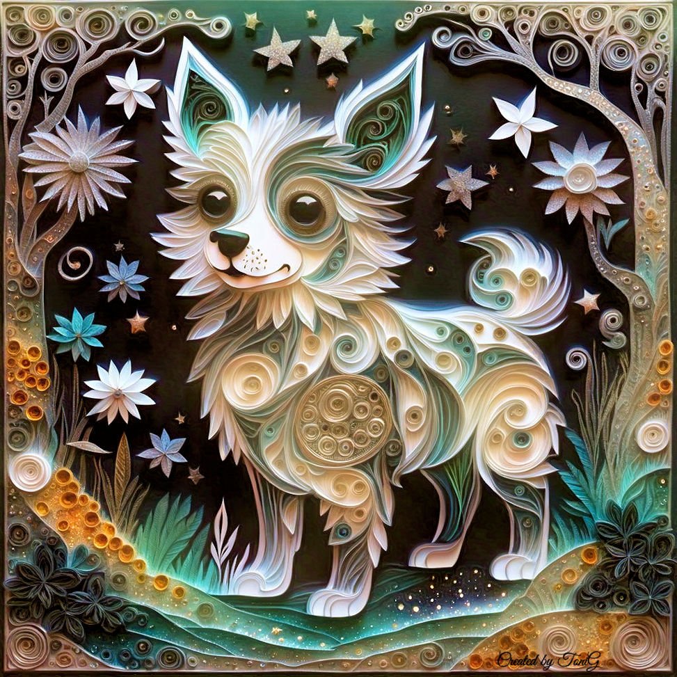 Solve swirly pup jigsaw puzzle online with 256 pieces