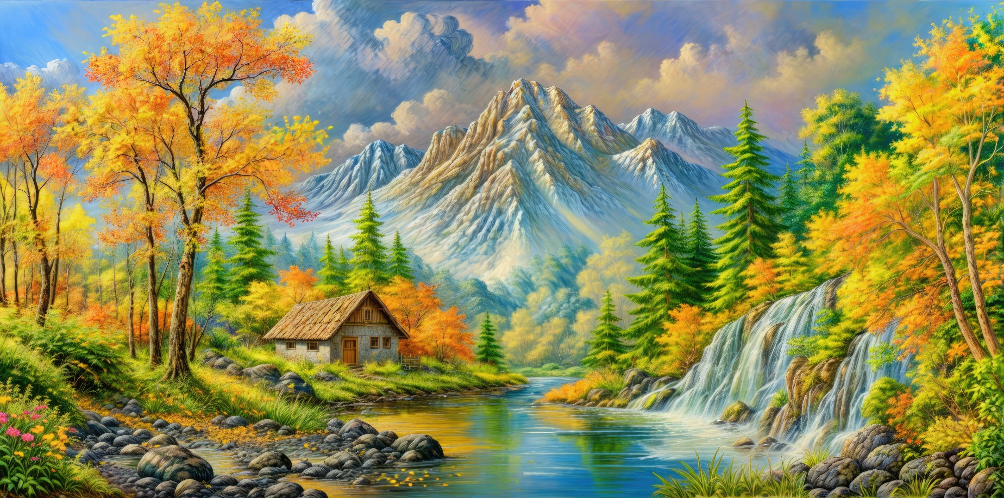 Solve PUZZLE - At The Foot Of The Mountain jigsaw puzzle online with 78 ...