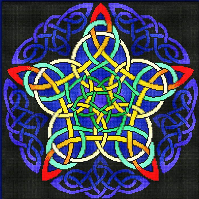 Solve Pentangle Entanglement Doily jigsaw puzzle online with 25 pieces