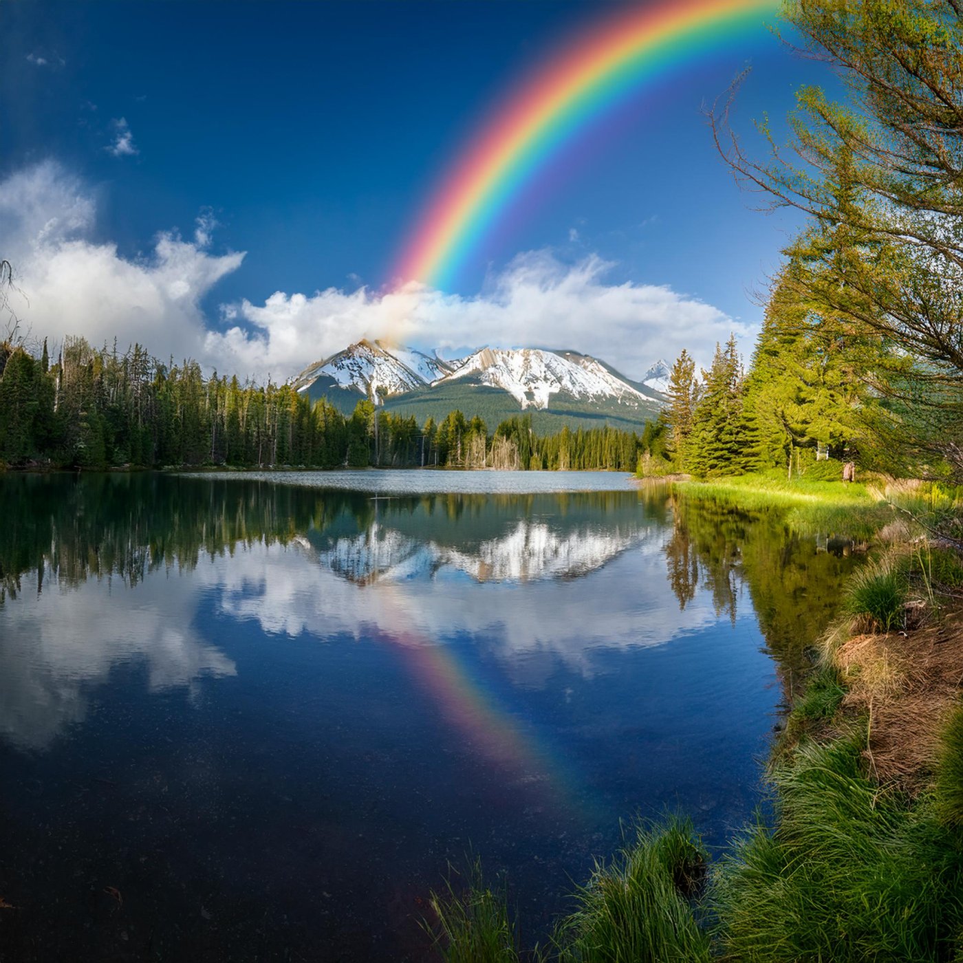 Solve Rainbow Reflection jigsaw puzzle online with 49 pieces