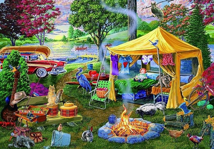 Solve Camping Holiday ⛺️ jigsaw puzzle online with 70 pieces
