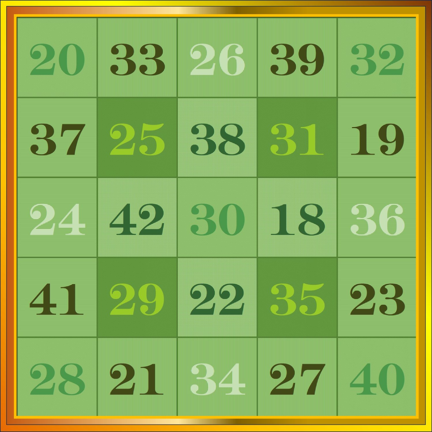 Solve RR_#0206 Magic Square 5x5 #1 Solution jigsaw puzzle online with ...