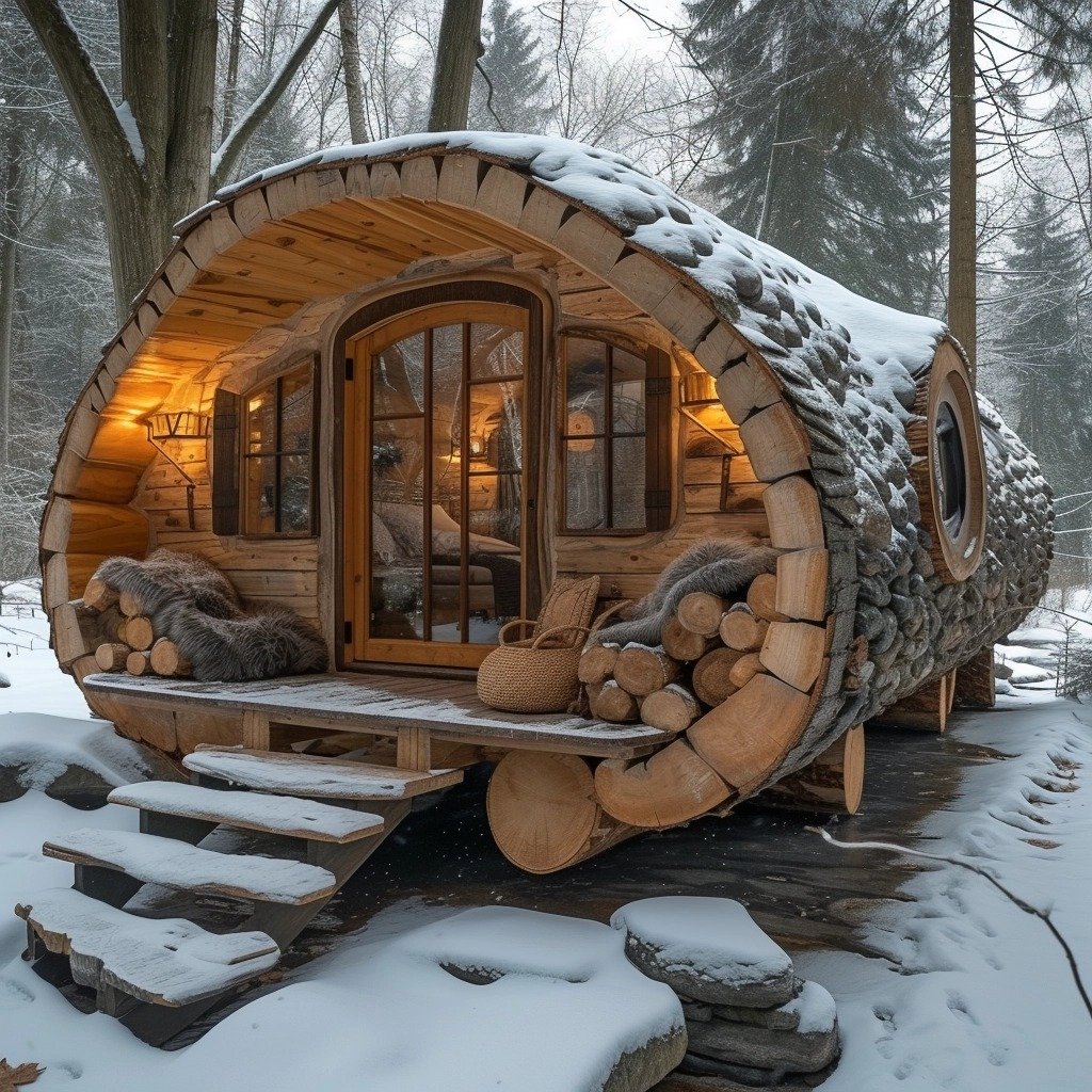 Solve Tree Trunk Cabin from Cozy Cabins FB jigsaw puzzle online with 64 ...
