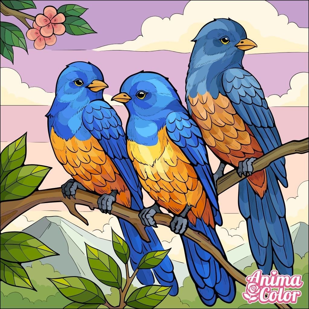 Solve PUZZLE - Three Blue Birds On A Limb jigsaw puzzle online with 81 ...