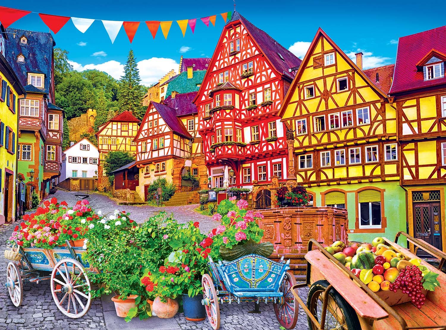 Solve Colourfull European Town jigsaw puzzle online with 140 pieces