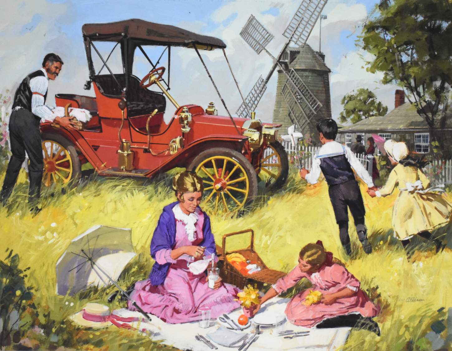 Solve 1930s Family Picnic jigsaw puzzle online with 108 pieces