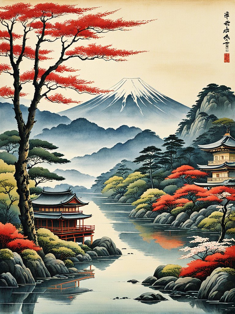 Solve Scenery, Japanese style jigsaw puzzle online with 88 pieces