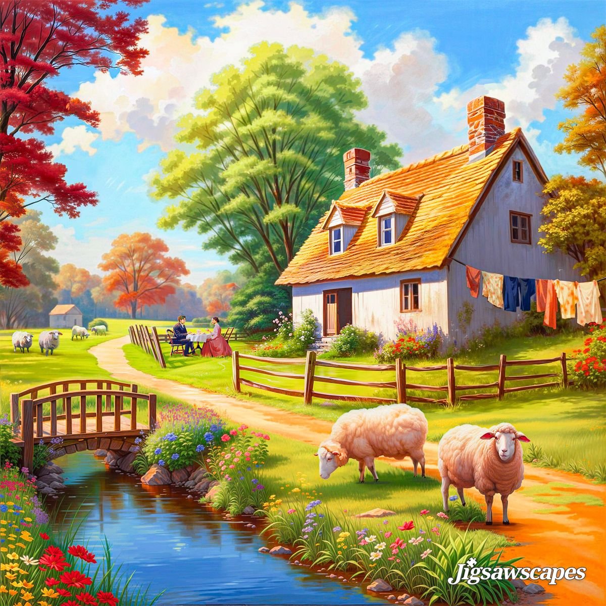 Solve PUZZLE - Sheep In The Yard jigsaw puzzle online with 81 pieces