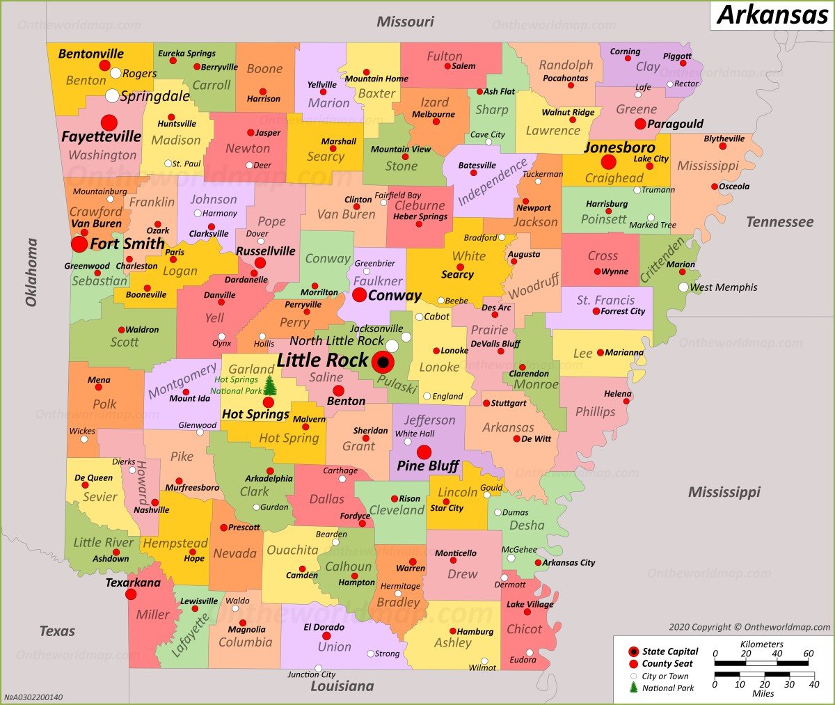 Solve Map of Arkansas jigsaw puzzle online with 120 pieces