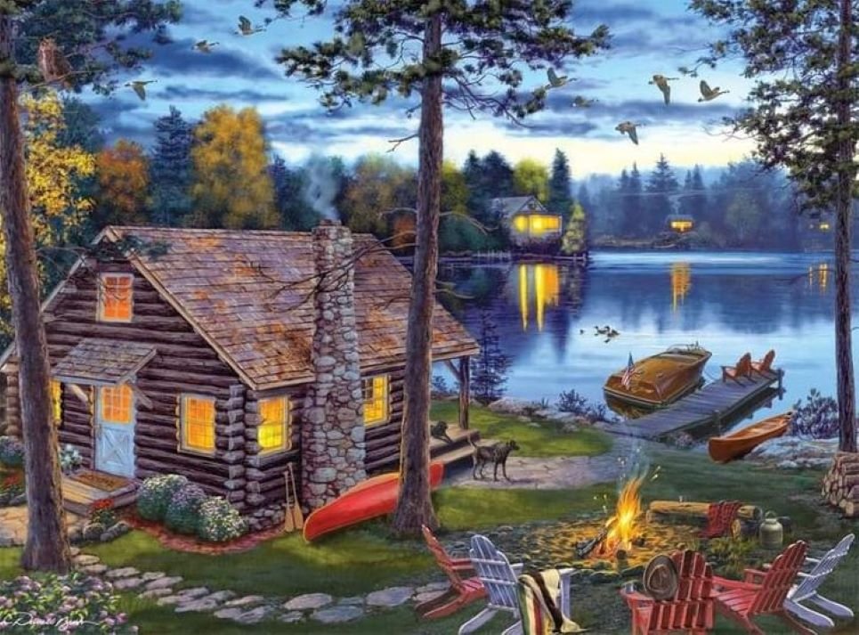 Solve Lakeside Cabin jigsaw puzzle online with 154 pieces