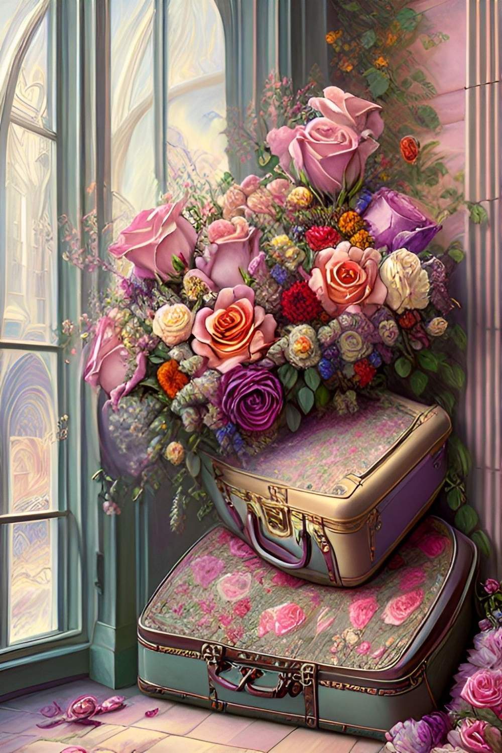 Solve Suitcase Art (X-Large) jigsaw puzzle online with 330 pieces