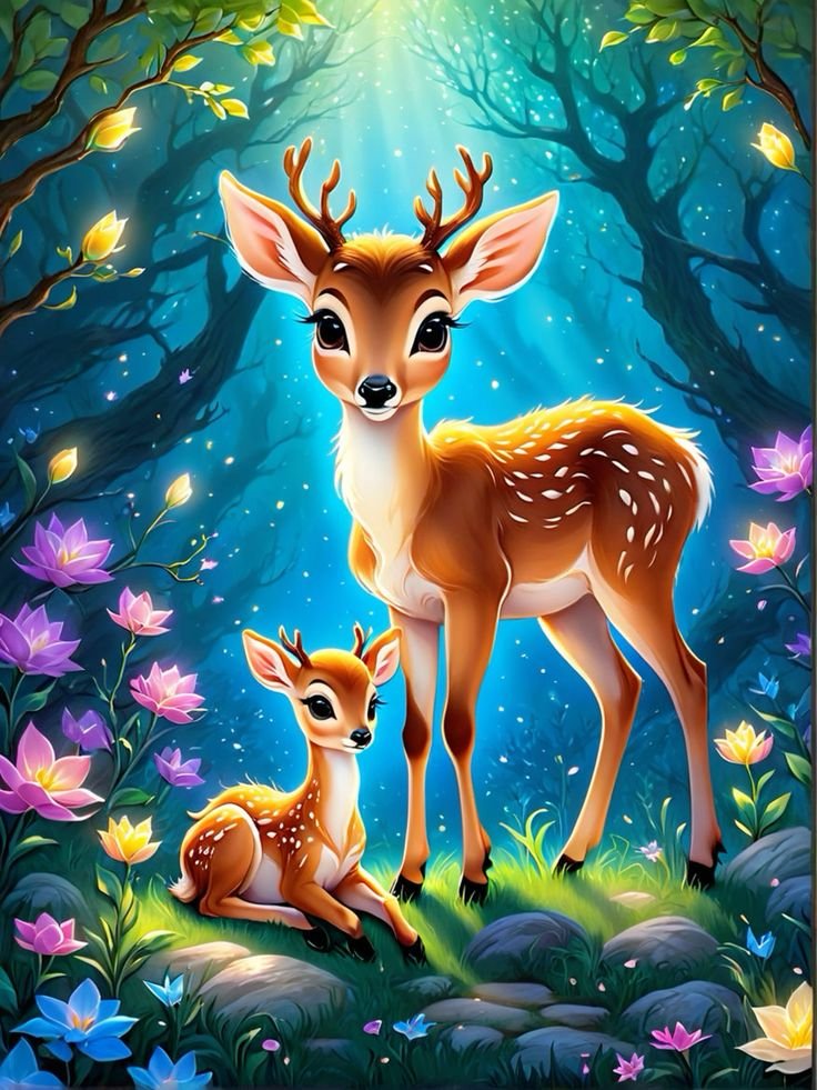 Solve puzzle - 2 Deer standing sitting . jigsaw puzzle online with 80 ...