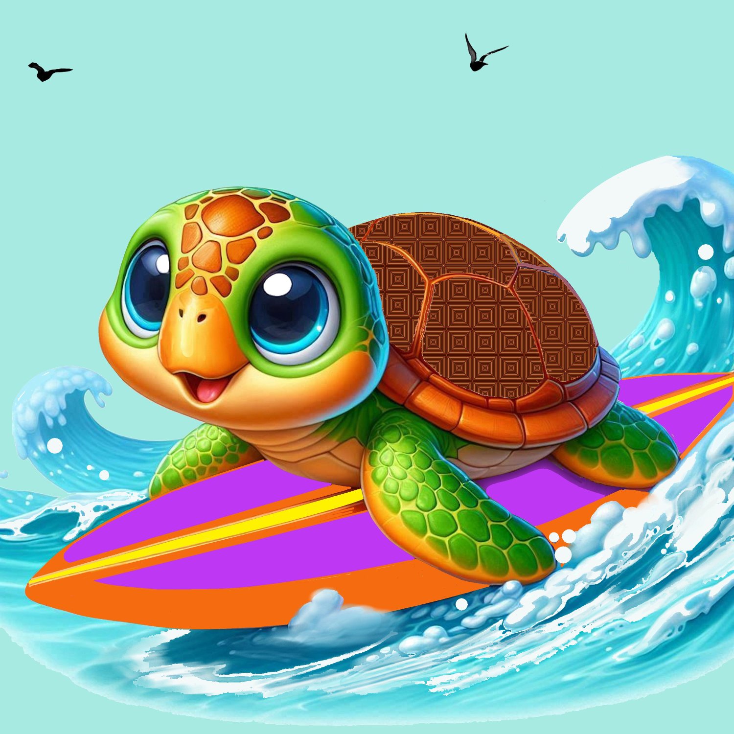 Solve SURFING TURTLE jigsaw puzzle online with 225 pieces