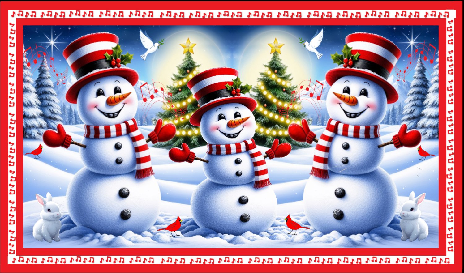 Jigsaw Puzzle | 15 pieces | Winter Snowmen Caroling | Jigidi