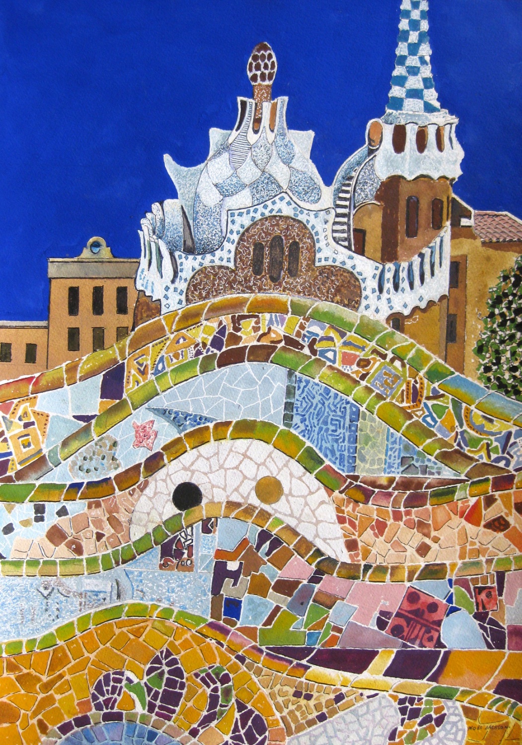 Solve Noel Jackson, Park Guell Barcelona, watercolor jigsaw puzzle ...