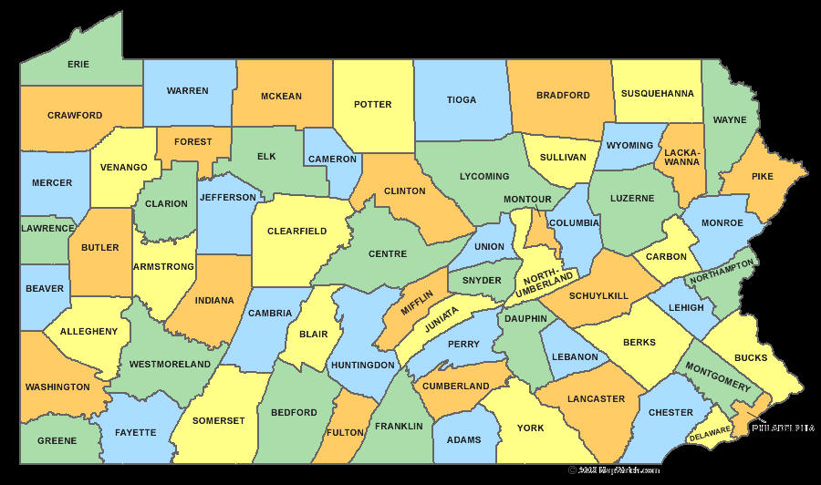 Solve pennsylvania-county-map jigsaw puzzle online with 135 pieces