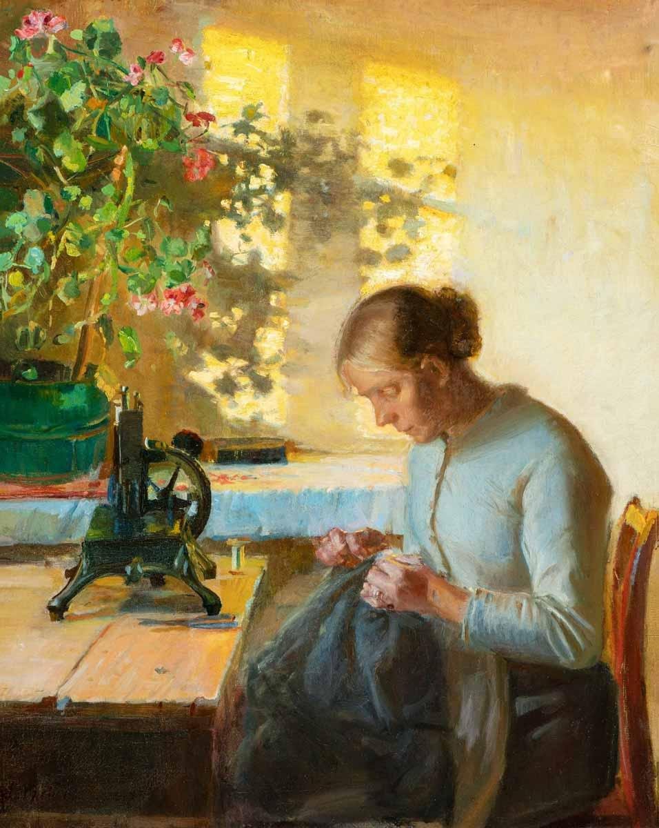 Solve Anna Ancher - "Sewing.. The Fisherman's Wife Mending" - Danish ...