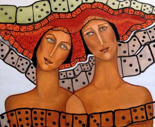 Solve Krystyna Ruminkieivicz Artwork - 'Two ripped off' jigsaw puzzle ...