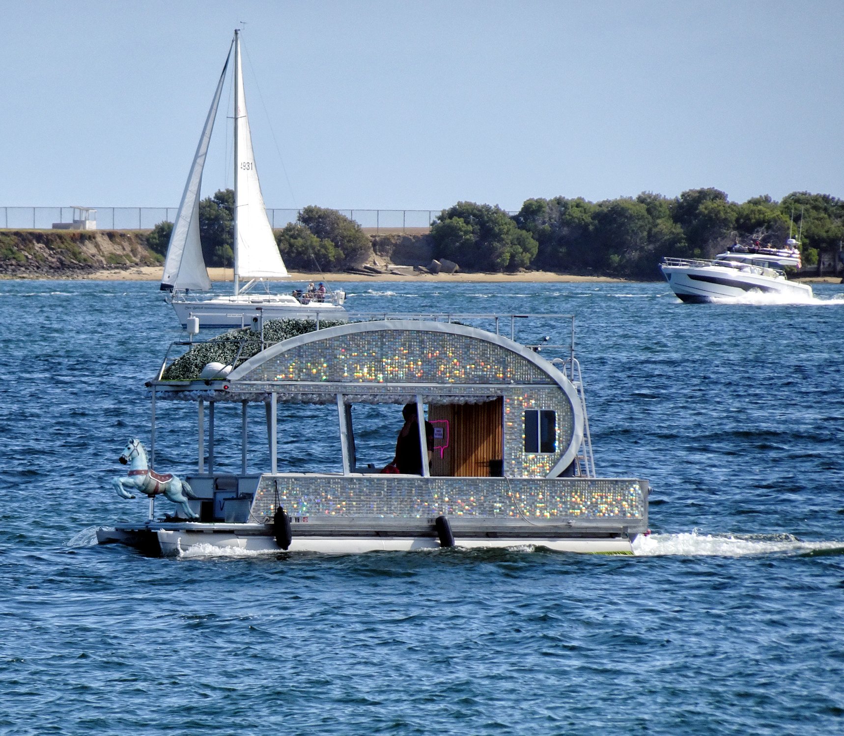 Solve San Diego Harbor - Sparkly Boat with Carousel Horse jigsaw puzzle ...