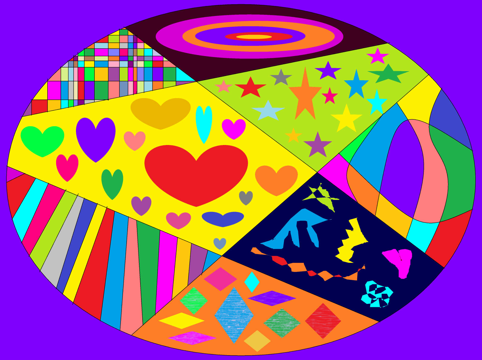 Solve Oval With Figured Sections jigsaw puzzle online with 520 pieces