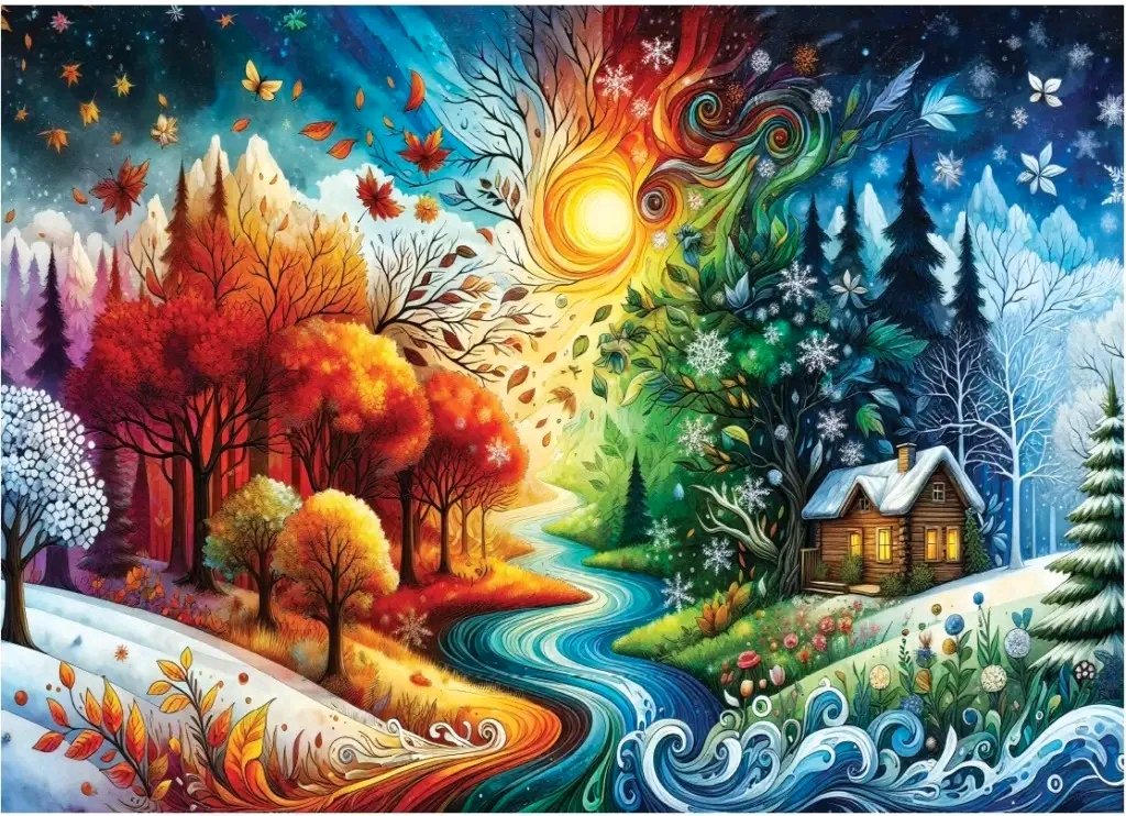 Solve Four Seasons jigsaw puzzle online with 70 pieces