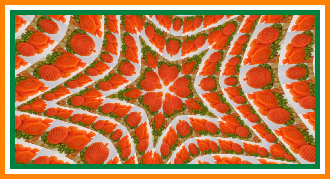 Solve ==LOTS OF SPUN CARROTS & PEAS== jigsaw puzzle online with 28 pieces
