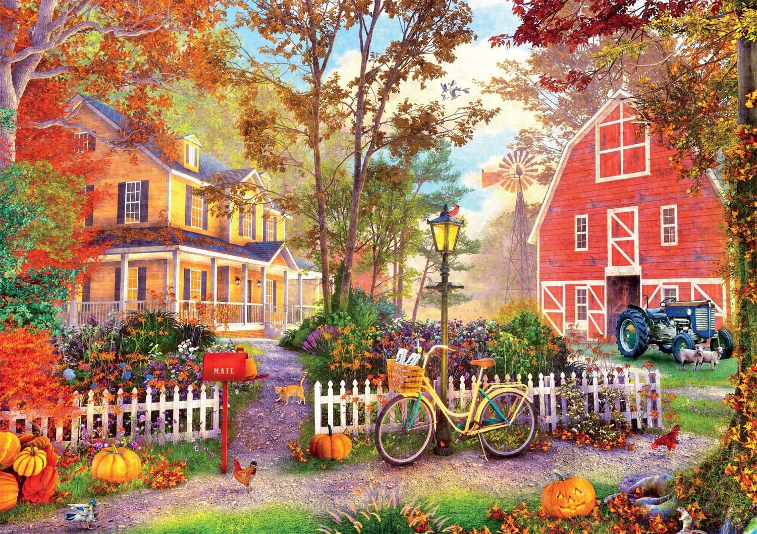 Solve Autumn Farmhouse (X-Large) jigsaw puzzle online with 300 pieces