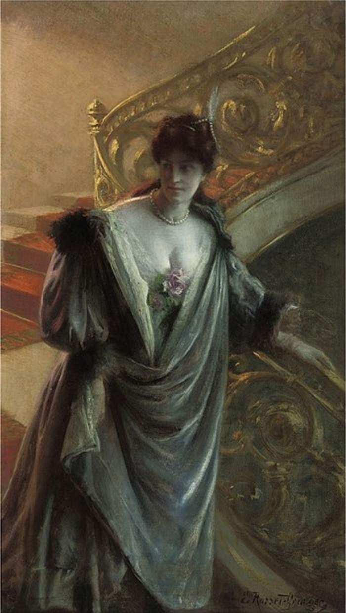 Solve Paul Edouard Rosset-Granger 1900 Lady on a Staircase jigsaw puzzle online with 144 pieces