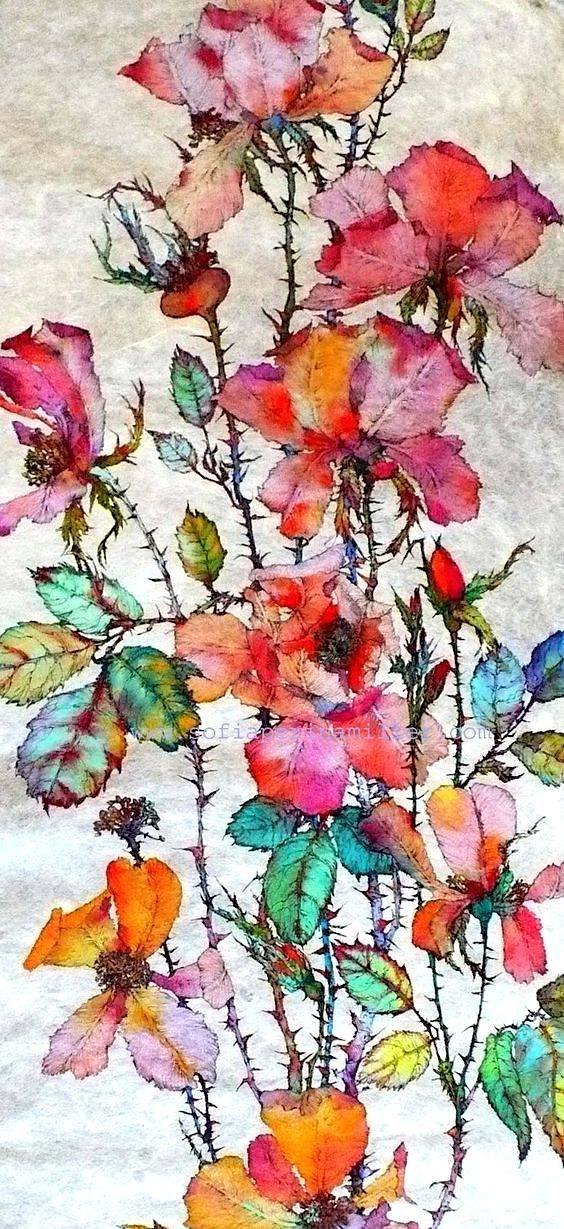 Solve watercolor roses (resize 10 to 200) jigsaw puzzle online with 55 ...