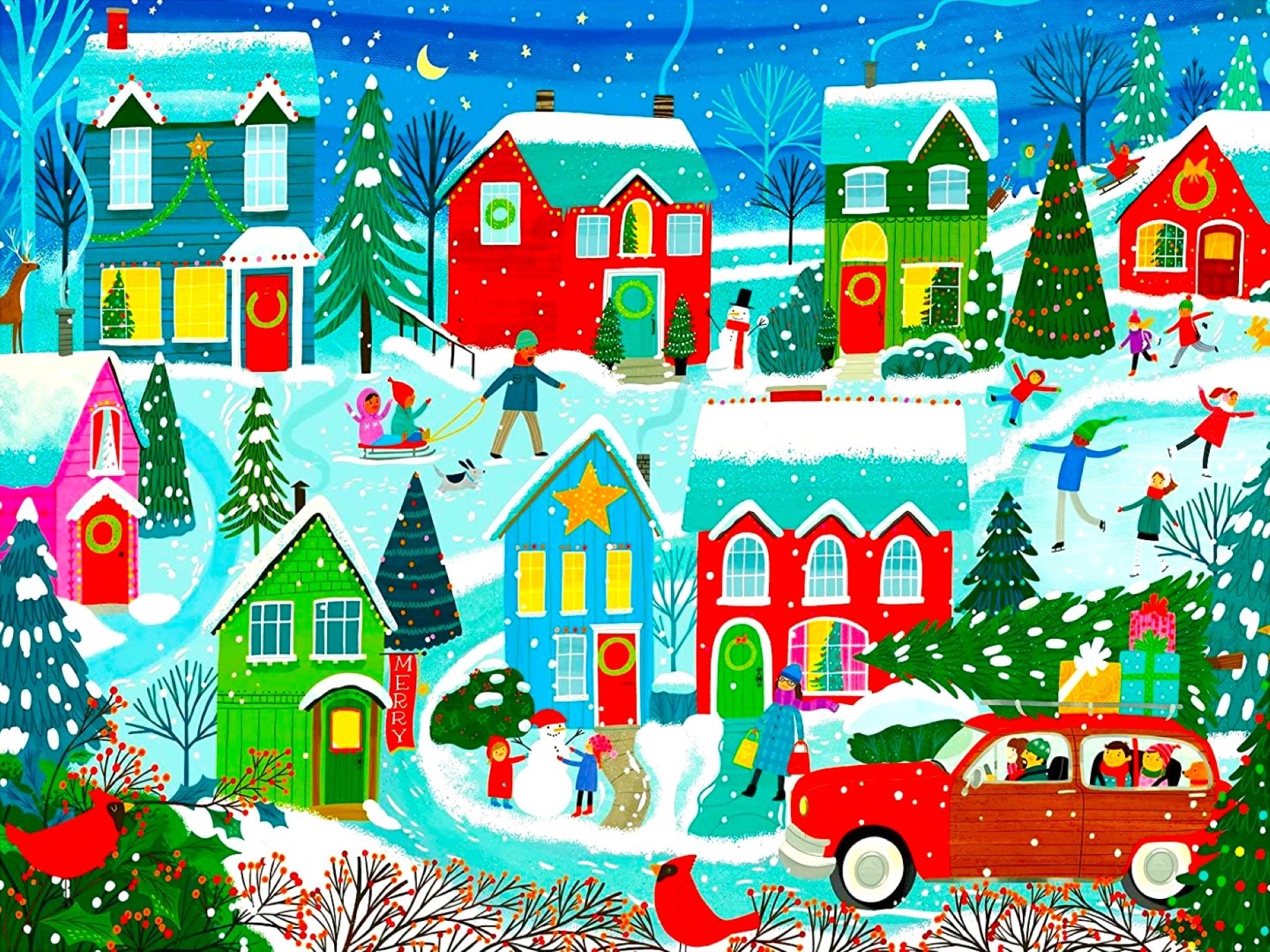 Solve Holiday Neighborhood jigsaw puzzle online with 336 pieces