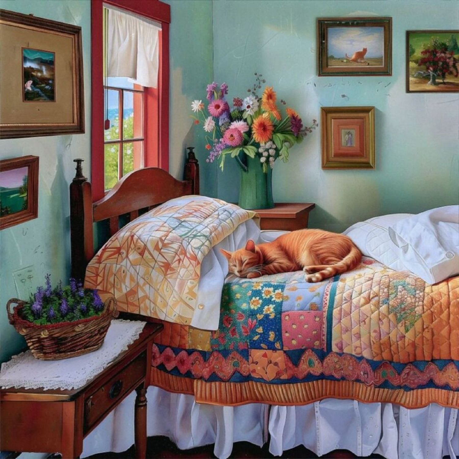 Solve La vie rêvée du chat jigsaw puzzle online with 600 pieces