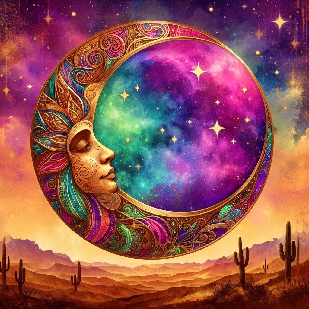 Solve half Moon over Arizona desert (Steampunk style art) jigsaw puzzle ...