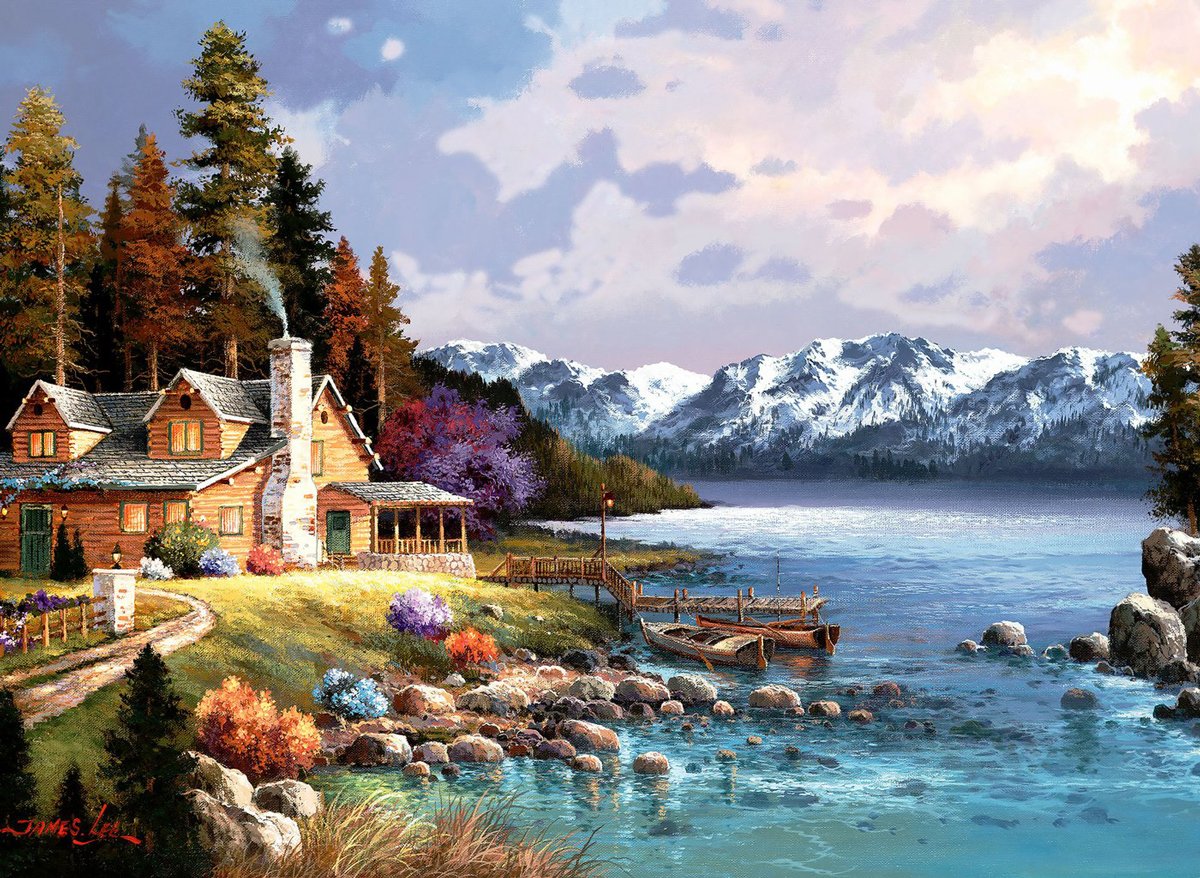 Solve Mountain Cabin jigsaw puzzle online with 300 pieces
