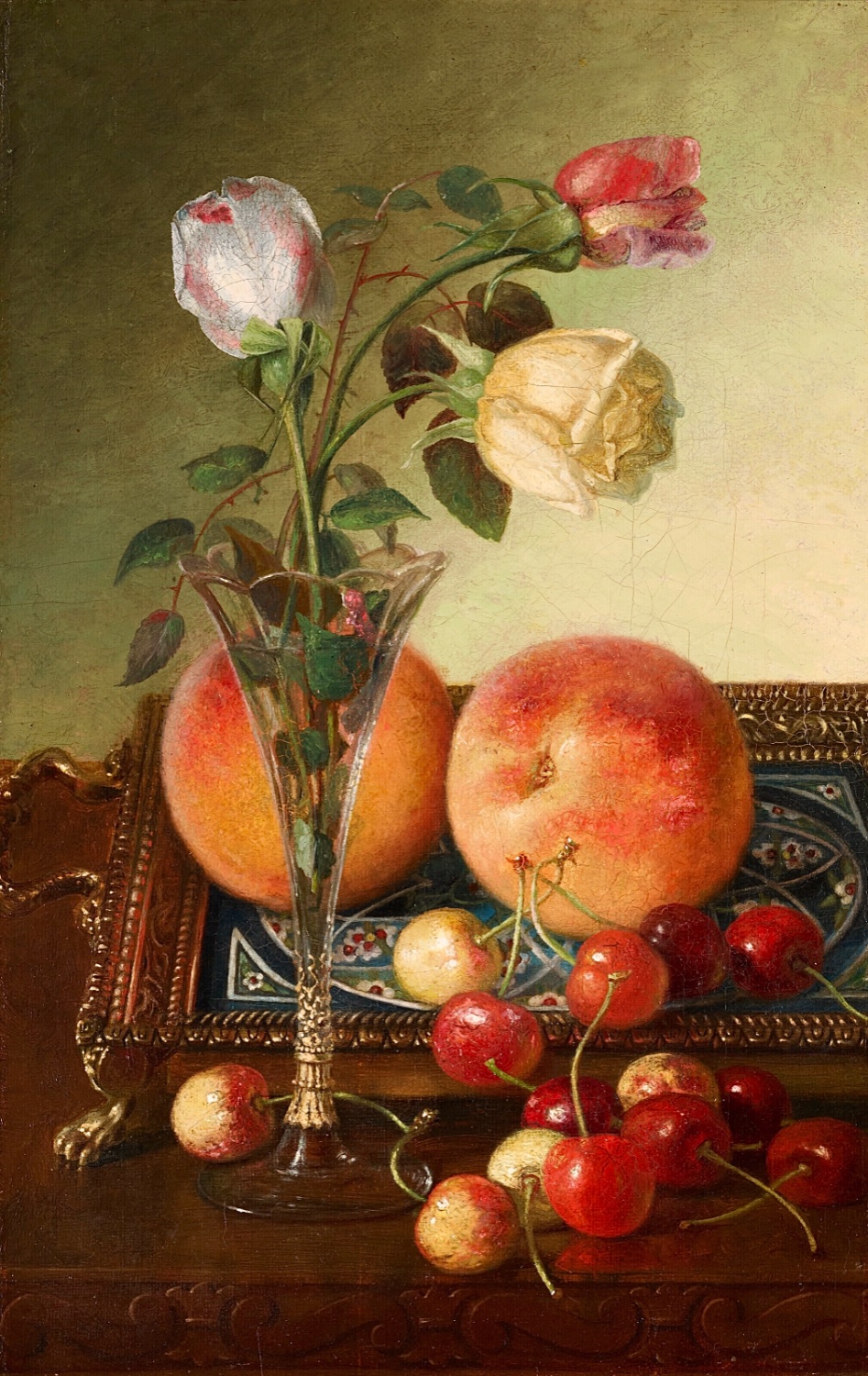 Solve Roses, Peaches & Cherries, 1891, Robert Spear Dunning (1829-1905 ...