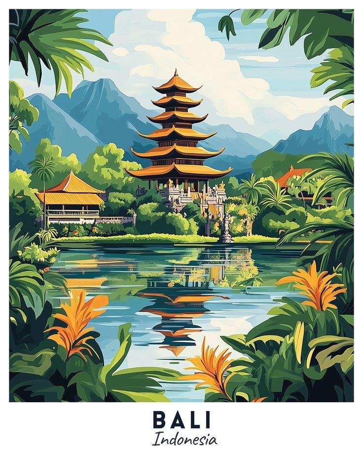 Solve Travel Poster - Bali jigsaw puzzle online with 80 pieces