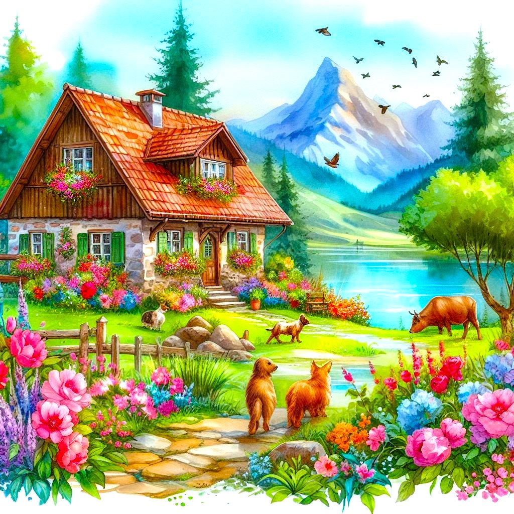 Solve cottage scenery jigsaw puzzle online with 144 pieces