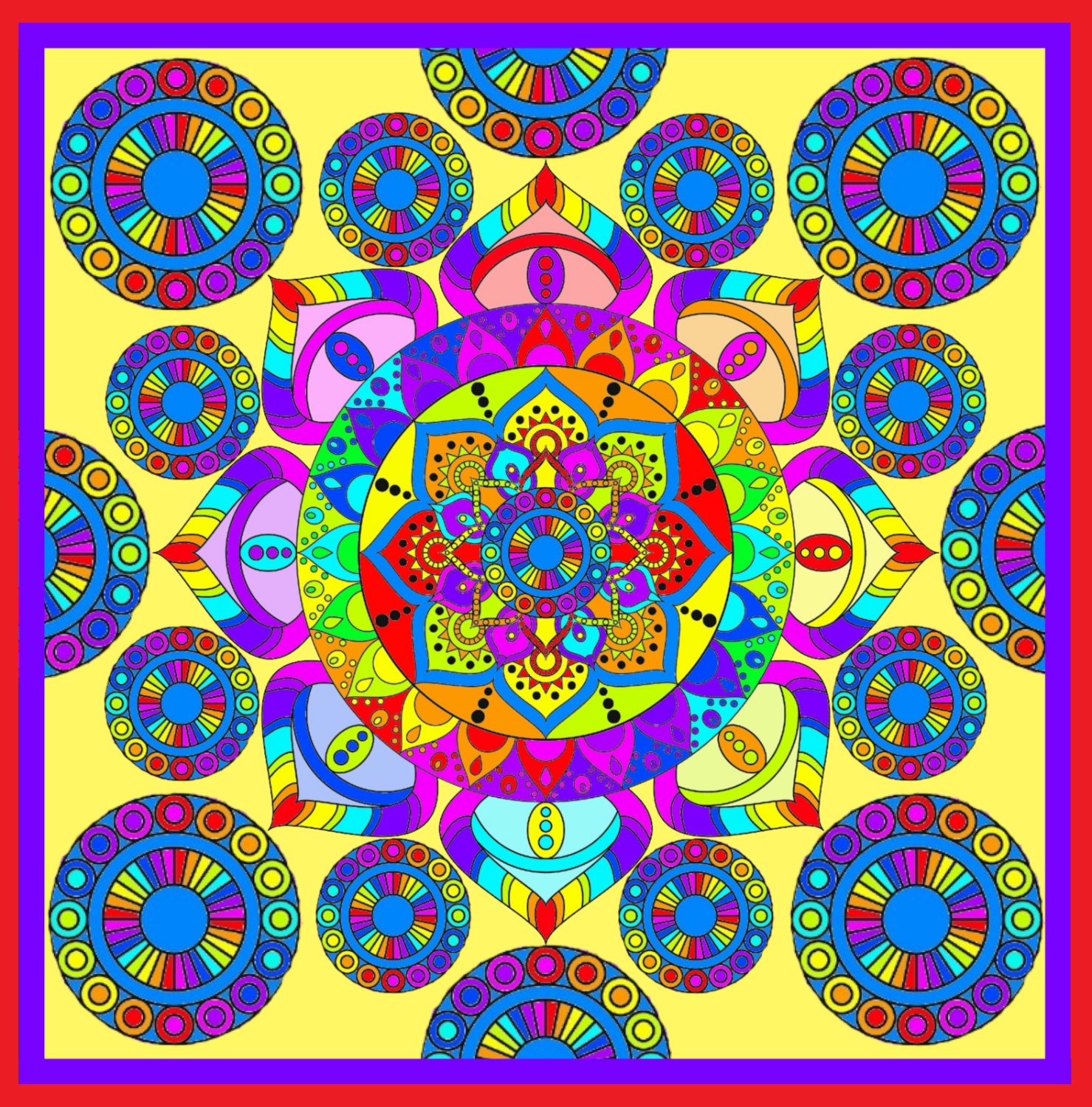 Solve Mandala 30 Rainbow - resize to 600 jigsaw puzzle online with 100 ...