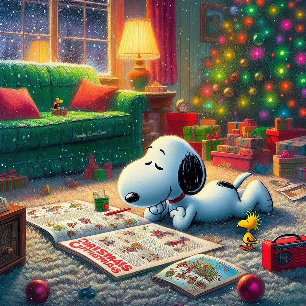 Solve Snoopy Flip Pages & Dream jigsaw puzzle online with 64 pieces