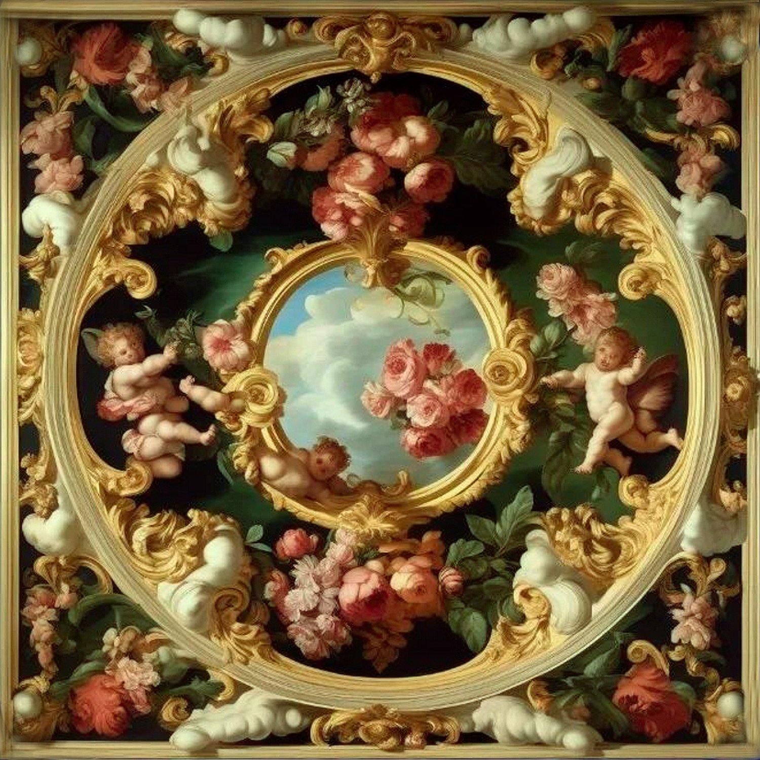 Solve Ceiling design with putti and flowers jigsaw puzzle online with ...