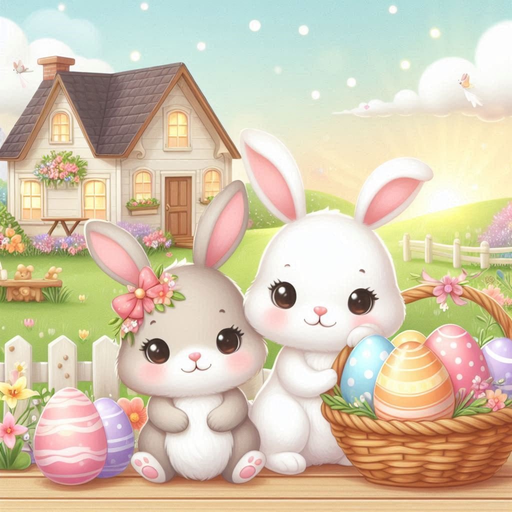 Jigsaw Puzzle | 49 pieces | Easter Bunnies | Jigidi