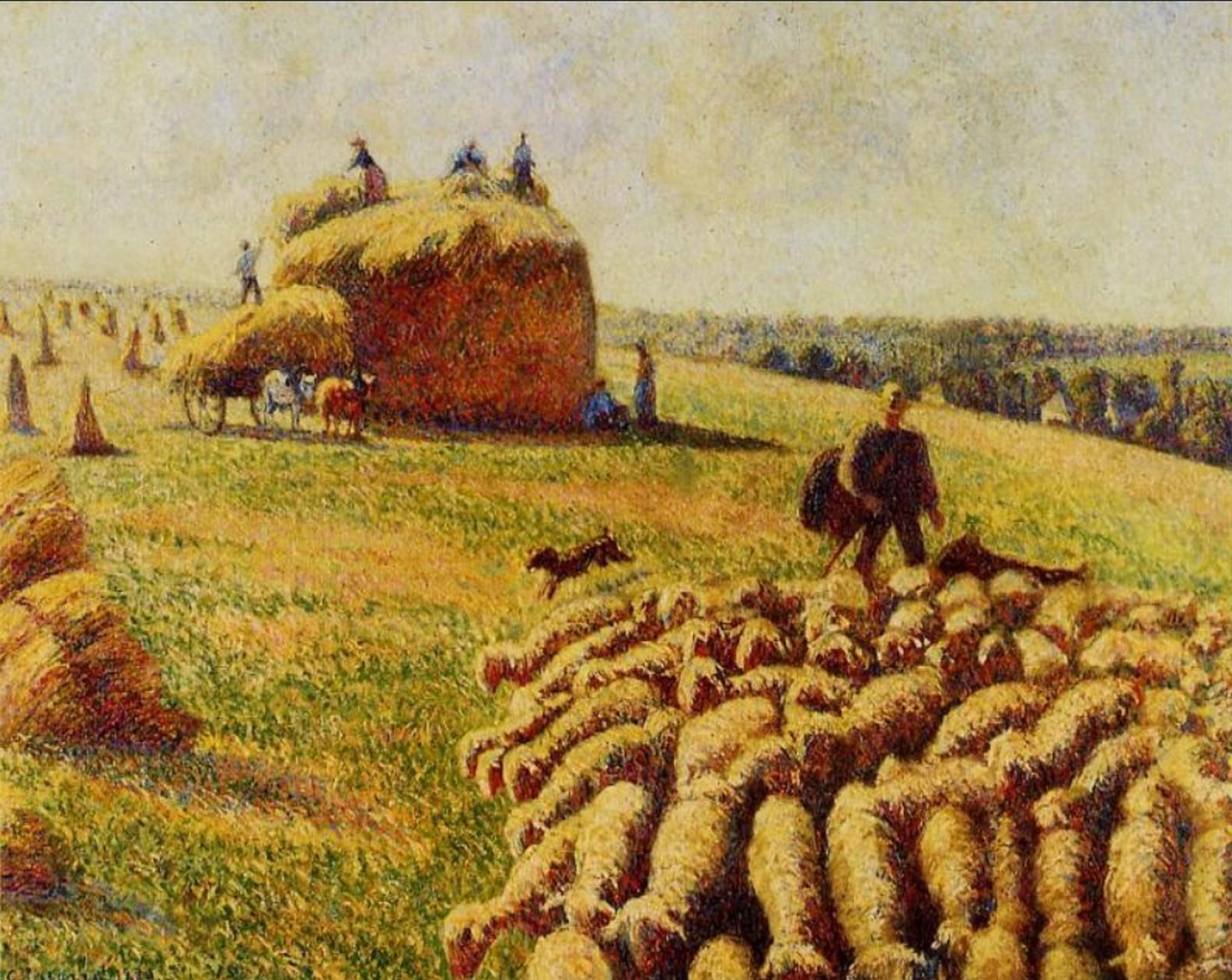 Solve Camille Pissarro: Flock of Sheep in a Field after the Harvest (1889) jigsaw puzzle online ...